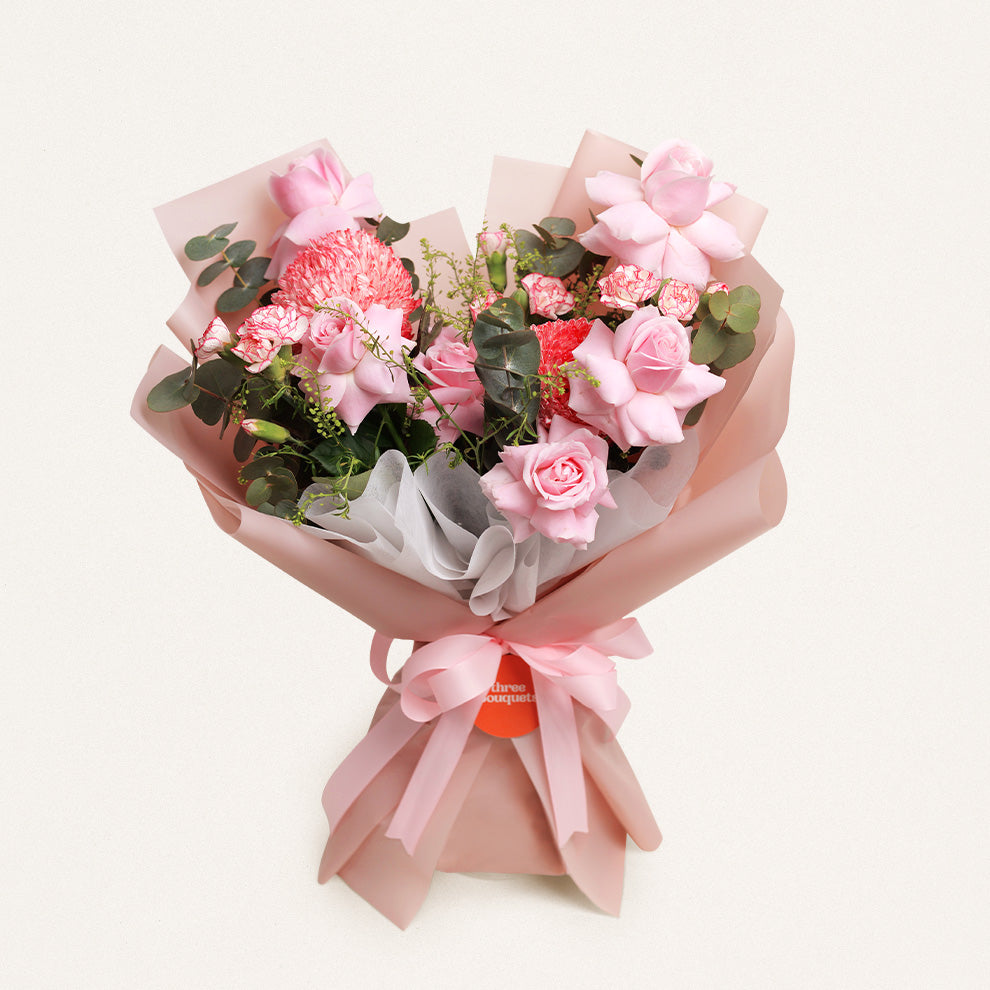 Buket Bunga Mawar dan Carnation Pink Kate Jakarta | Three Bouquets