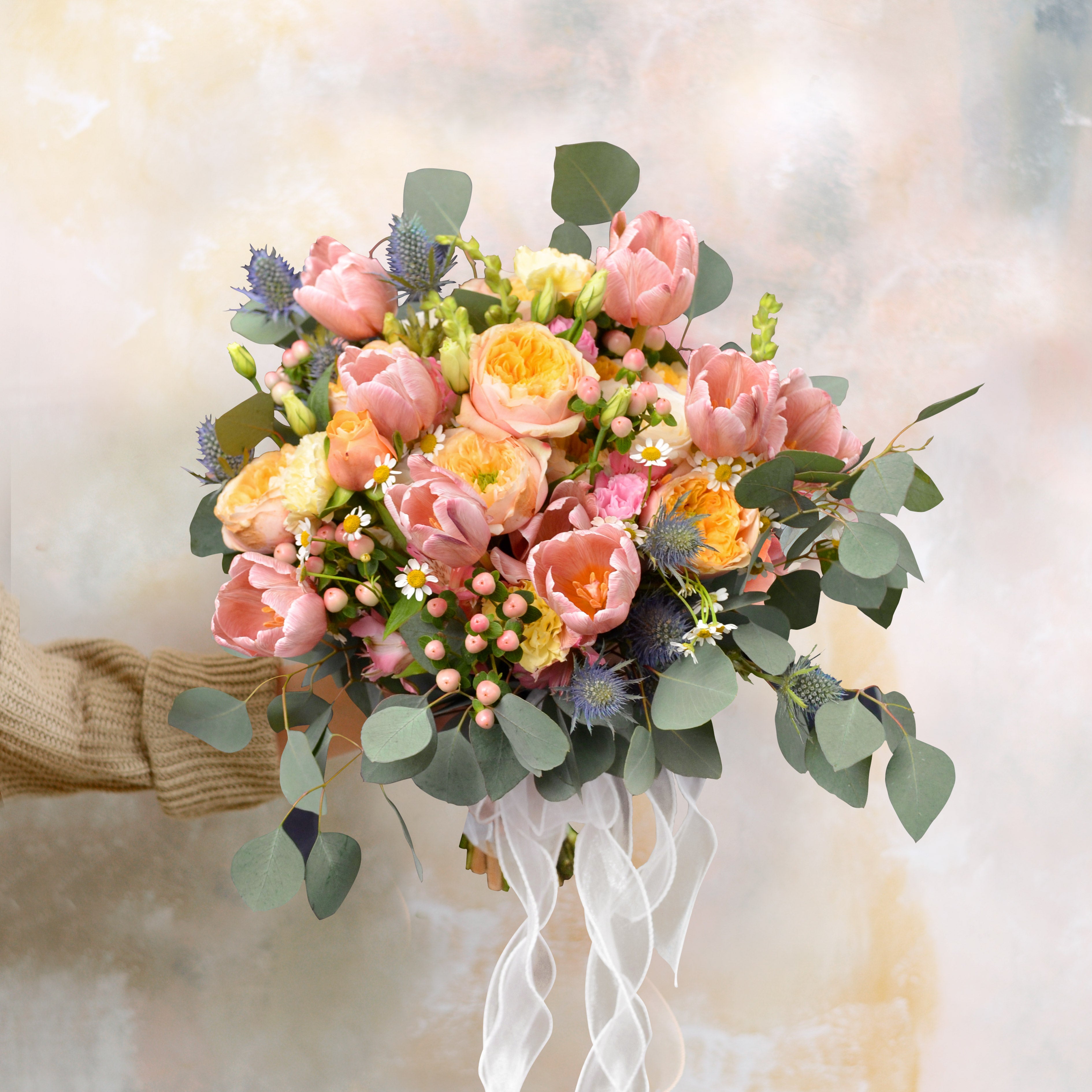 Buket Bunga Estelle Mawar Lilac & Peach | Three Bouquets