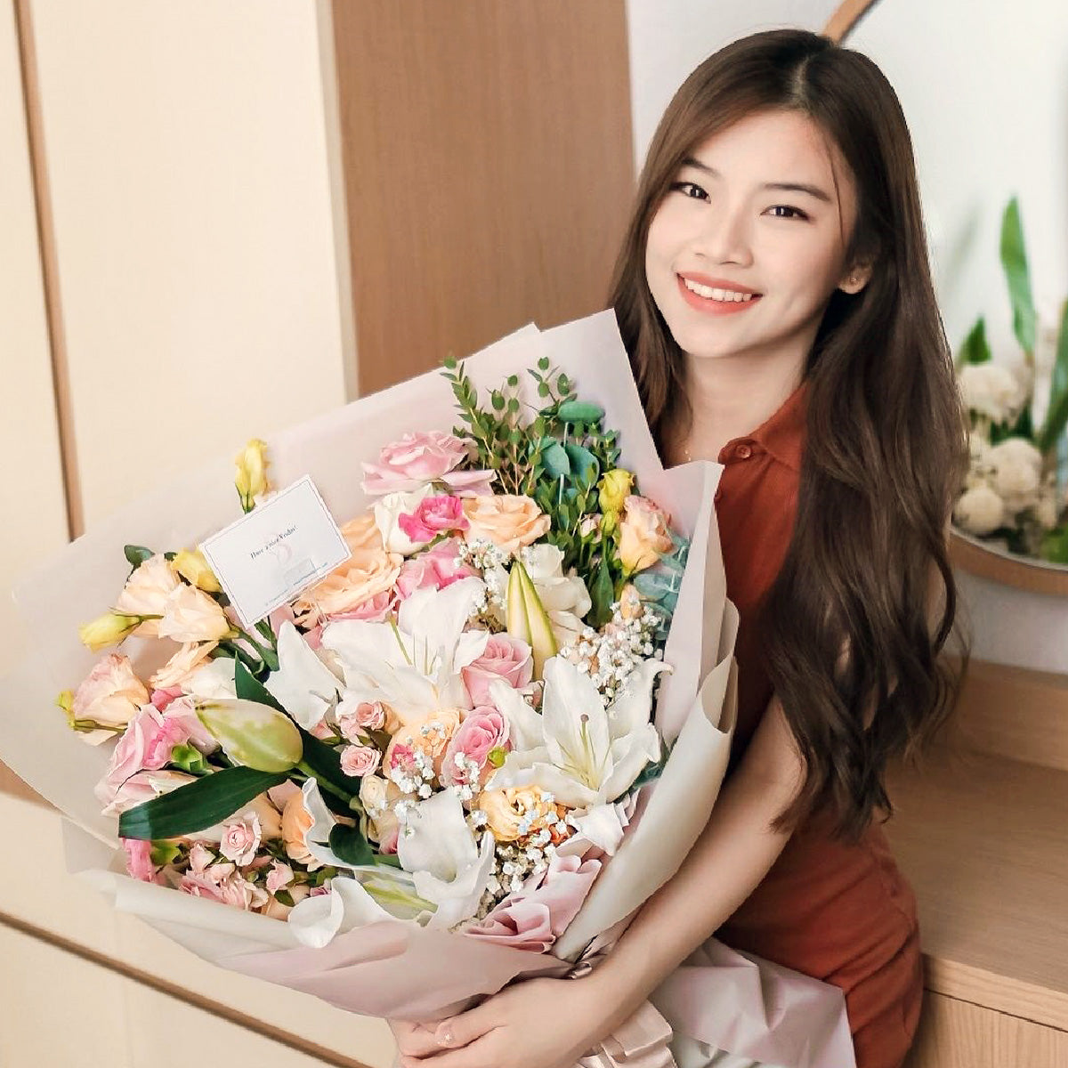 Buket Bunga Lily Premium Luciana Jakarta | Three Bouquets