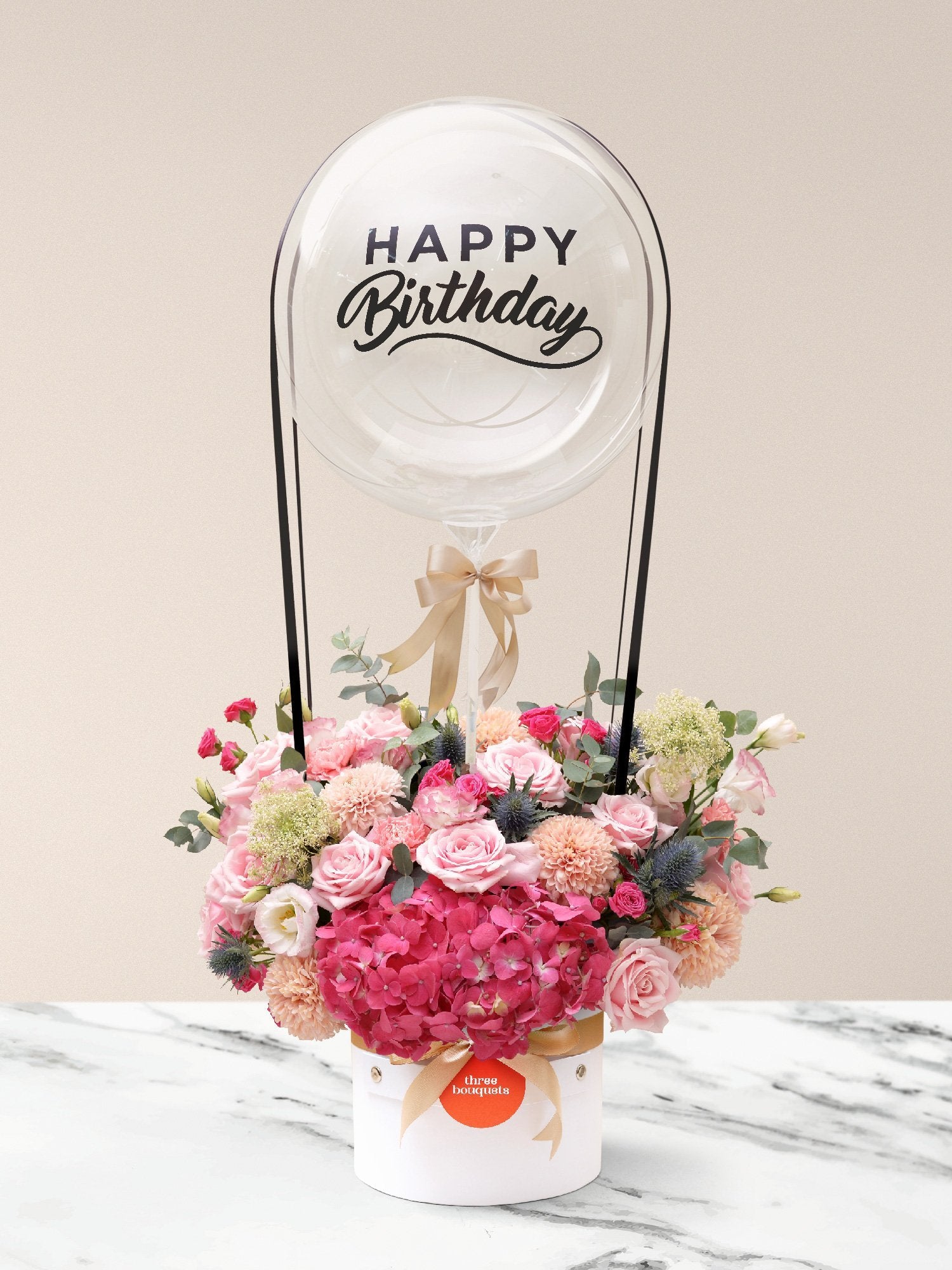 Bloom Box Bunga Mawar Hydrangea Clara Jakarta | Three Bouquets