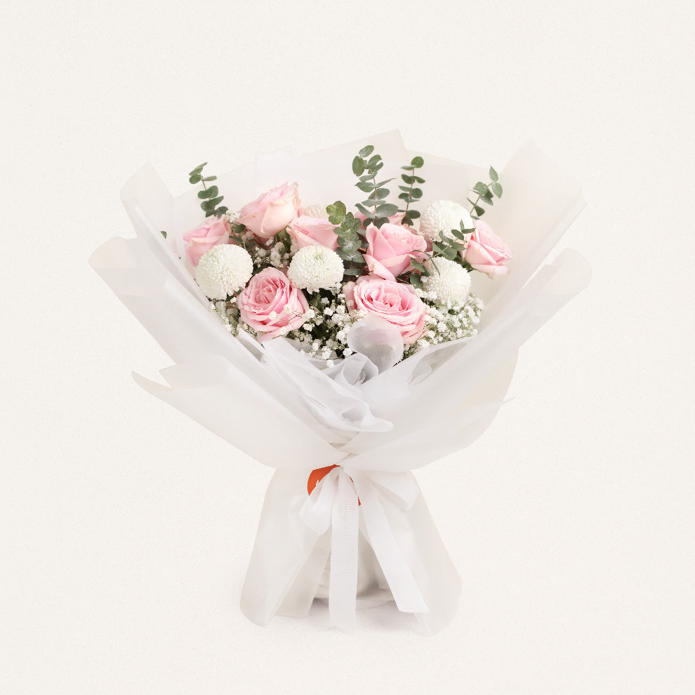 Buket Bunga Mawar Pink Putih Grace Jakarta | Three Bouquets