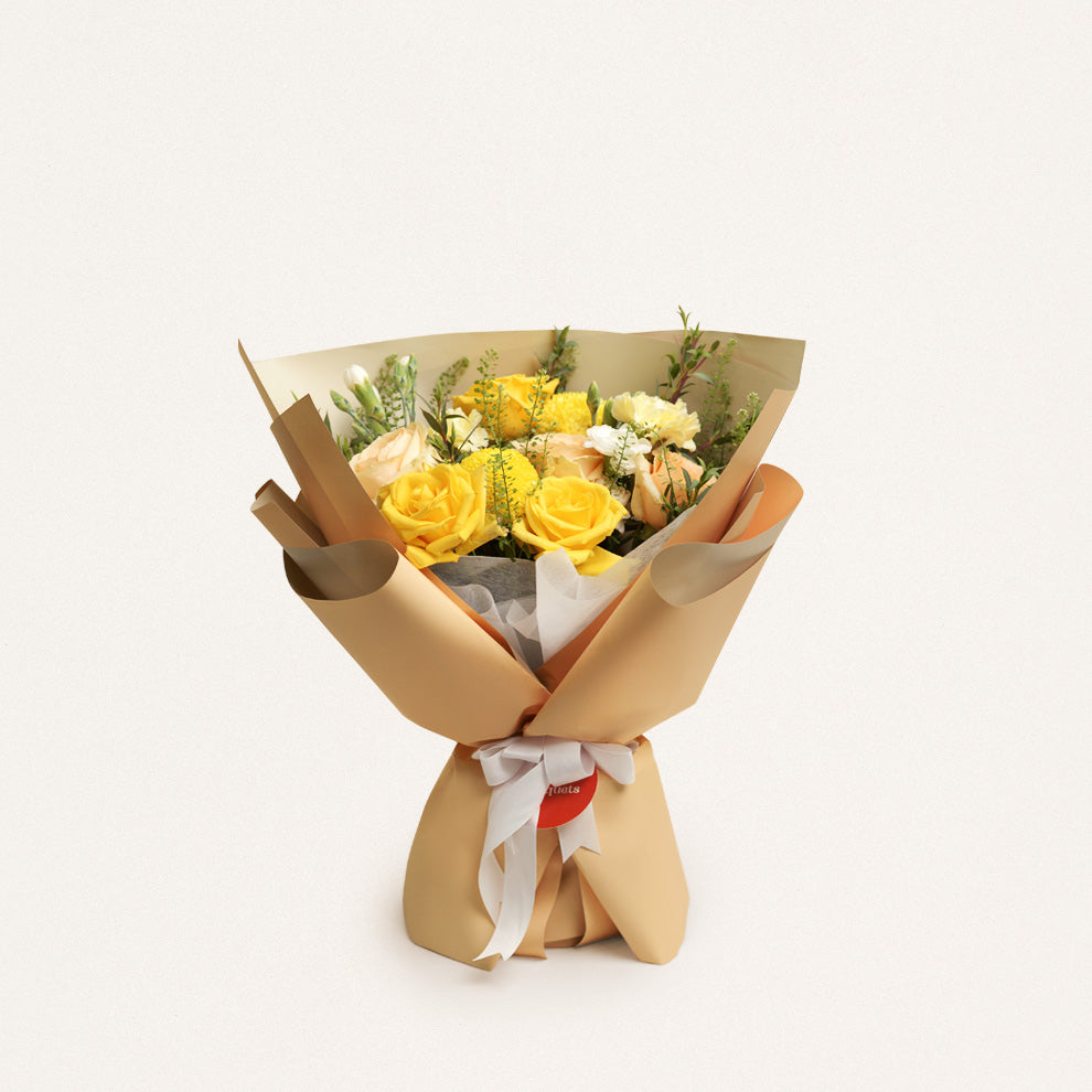 Buket Bunga Mawar Kuning & Peach Hillary Jakarta | Three Bouquets