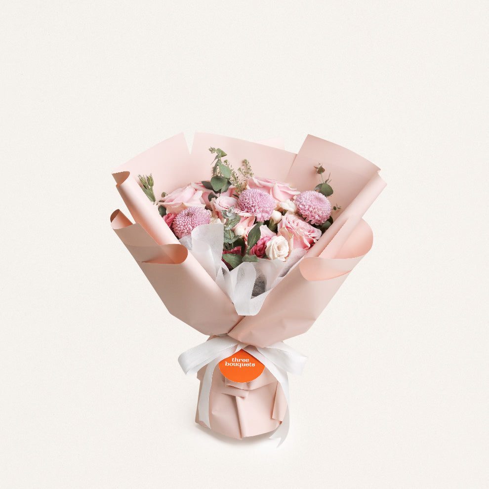 Buket Bunga Mawar Pink Muda Regina Jakarta | Three Bouquets